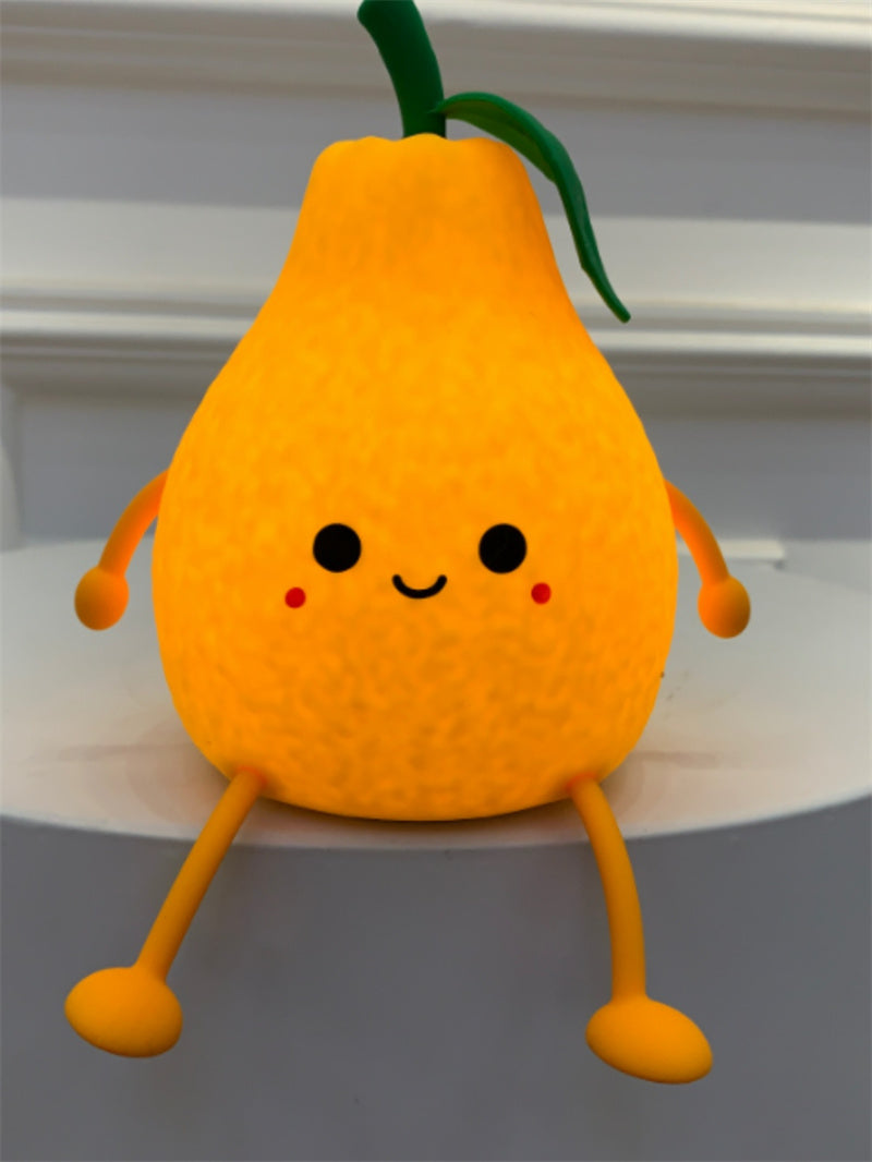 Fun Cartoon Fruit Night Light, Colorful Pear Atmosphere Light – More Angle