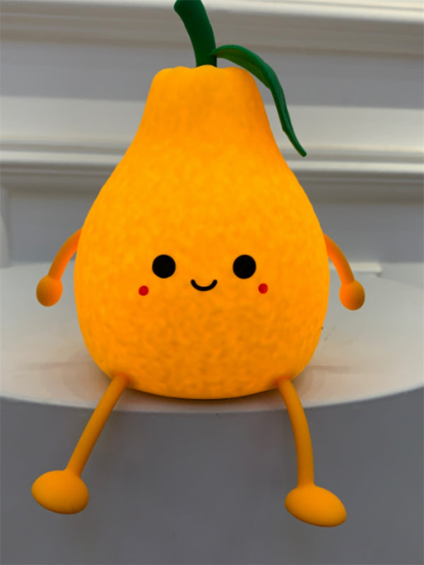 Fun Cartoon Fruit Night Light, Colorful Pear Atmosphere Light – More Angle