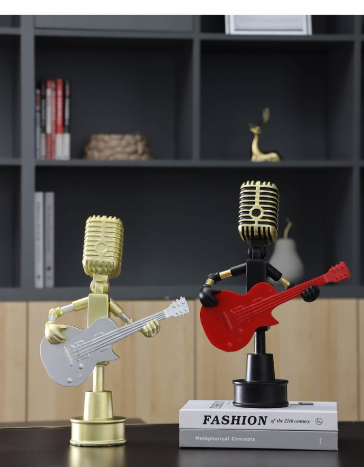 Fun Microphone Figurine Guitarist Sculpture - Unique Musical Decor ...