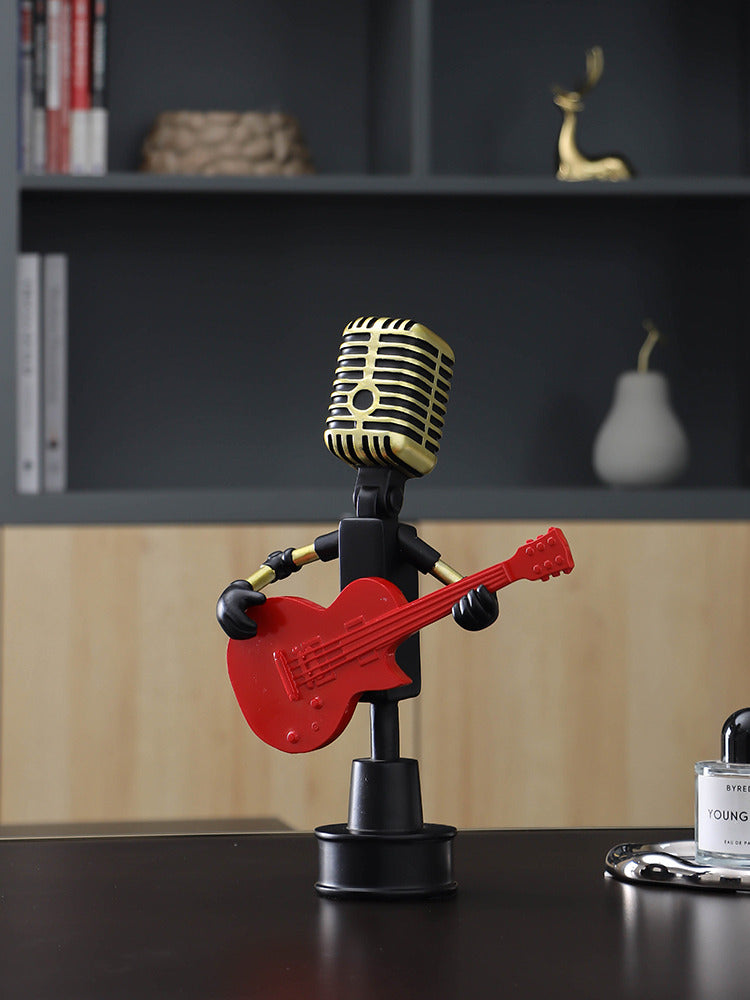 Fun Microphone Figurine Guitarist Sculpture - Unique Musical Decor ...