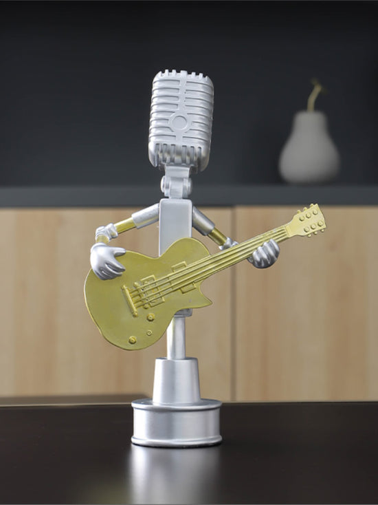 Fun Microphone Figurine Guitarist Sculpture - Unique Musical Decor ...