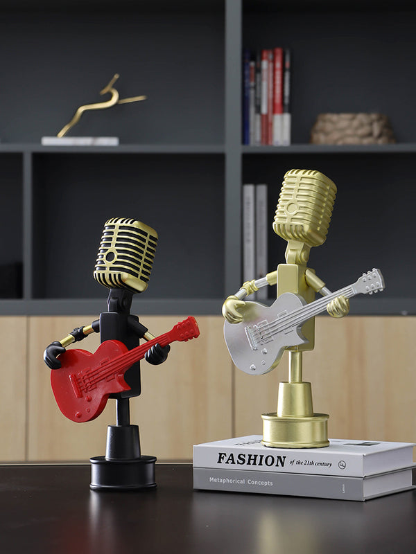 Fun Microphone Figurine Guitarist Sculpture - Unique Musical Decor ...