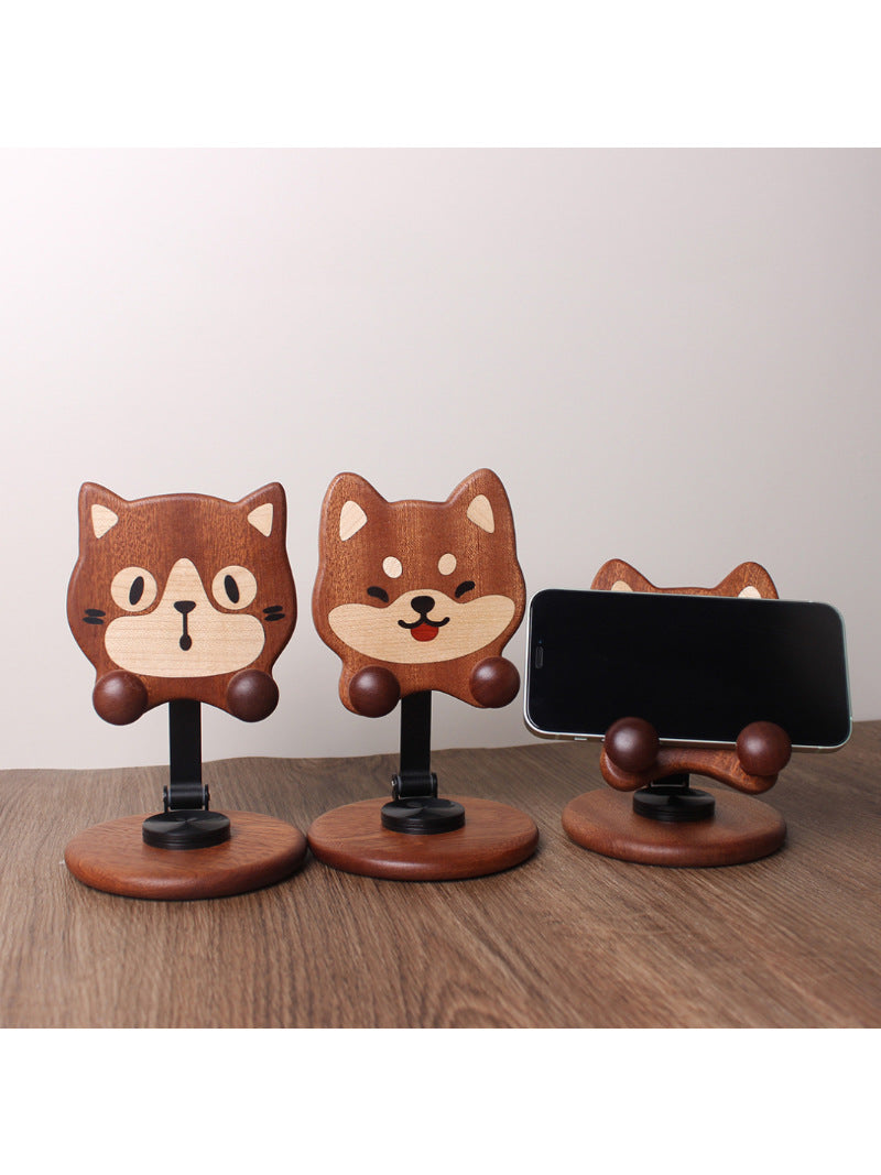 Funny Pet Dog Cat Wooden Phone Stand, Creative Gift – More Angle