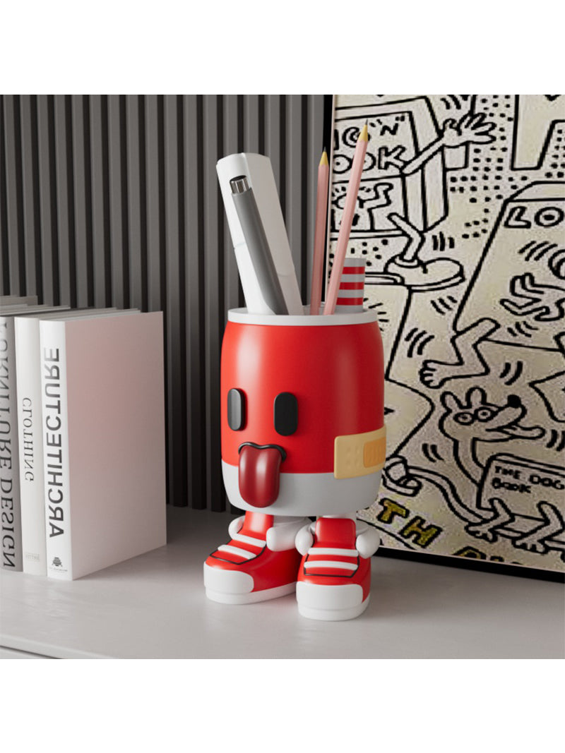 Funny Red Cartoon Tongue-Out Elf Pen Holder, Desktop Organization Stor ...