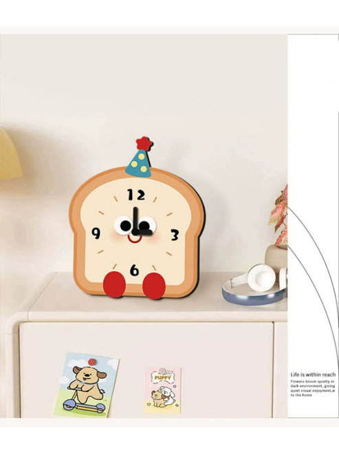 Happy Cartoon Bread Table Clock, Room Desktop Decoration Ideas – MoreAngle