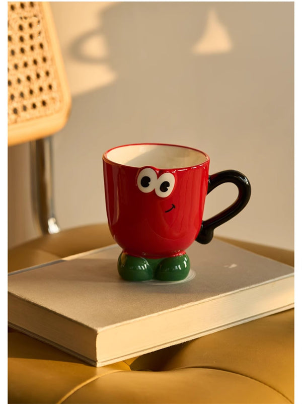 Happy Smile Cartoon Ceramic Mug - Spread Joy with Every Sip – More Angle