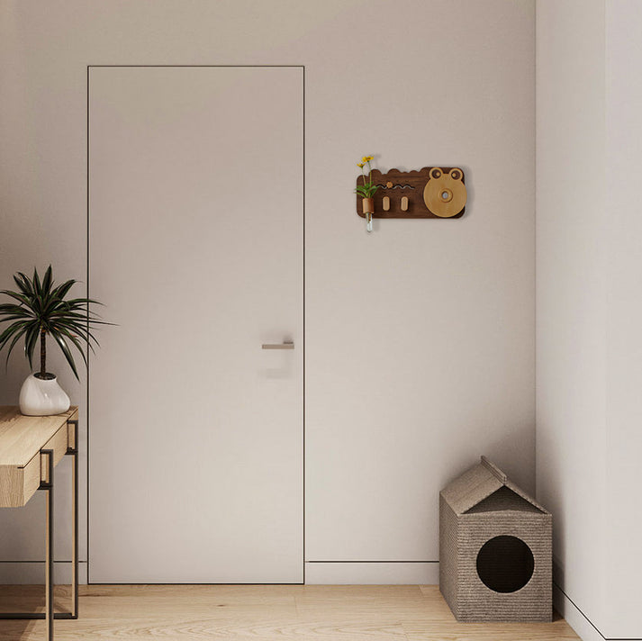 Home Decor Wooden Big Eye Frog Wall Sensor Light,with Key Hook – More Angle