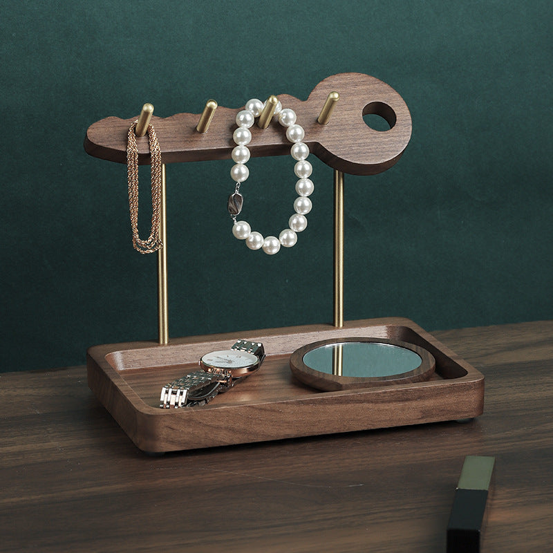 Key-Shaped Wooden Key Rack, Jewelry Stand, Storage Tray – More Angle