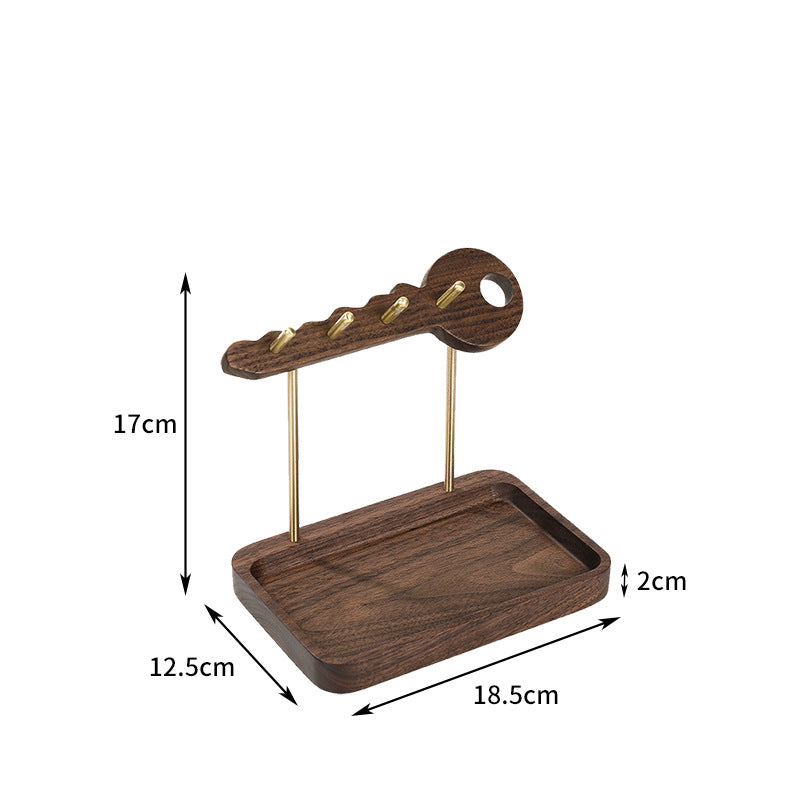 Key-Shaped Wooden Key Rack, Jewelry Stand, Storage Tray – More Angle