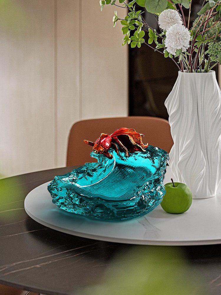 Luxurious Enamel Crystal Glass Goldfish Ashtray , High-End Art Design ...