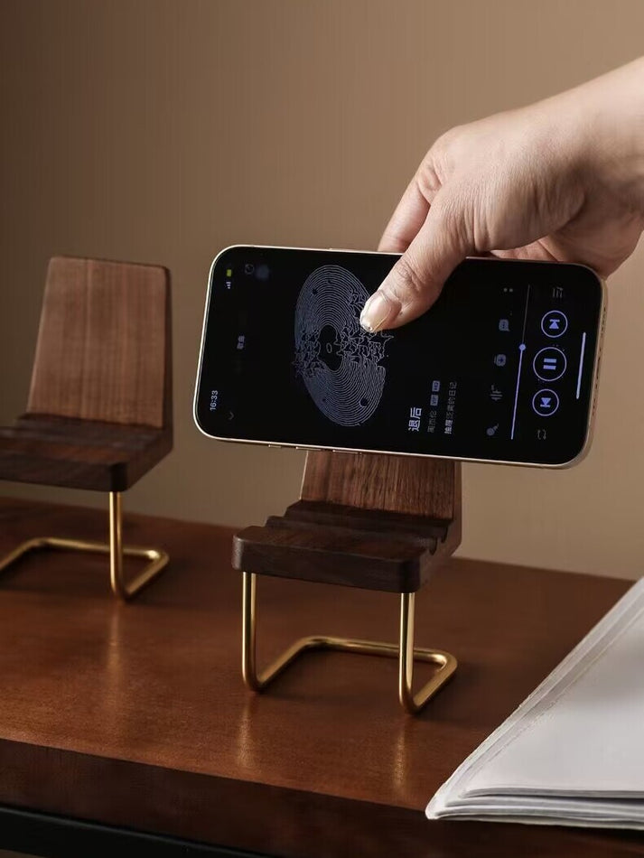 Mini wooden chair cell phone holder, unique storage small ornaments ...