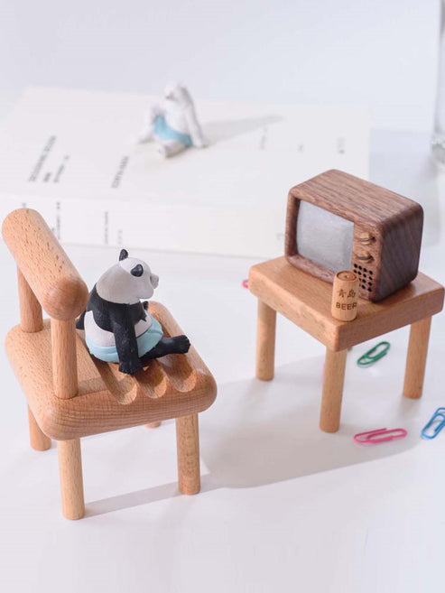 Mini wooden chair phone holder, multiple angles viewing – More Angle