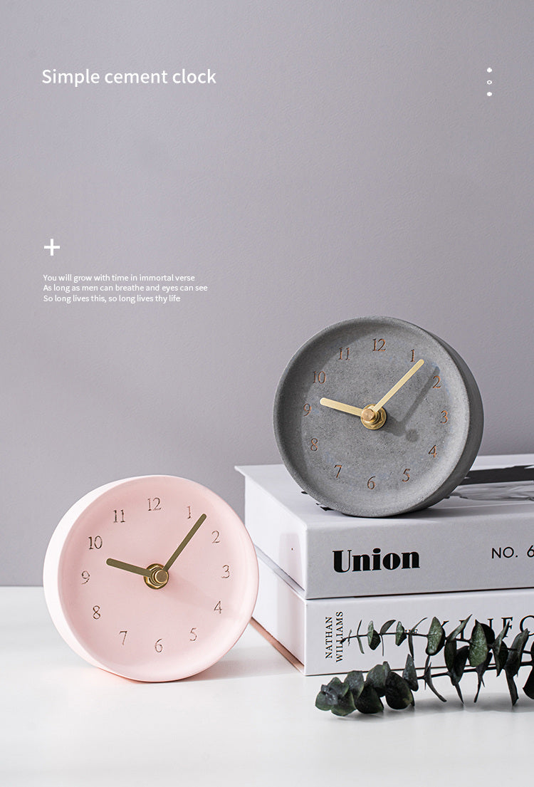 Minimalist Artistic Cement Desktop Clock: Office Decor Accent – More Angle