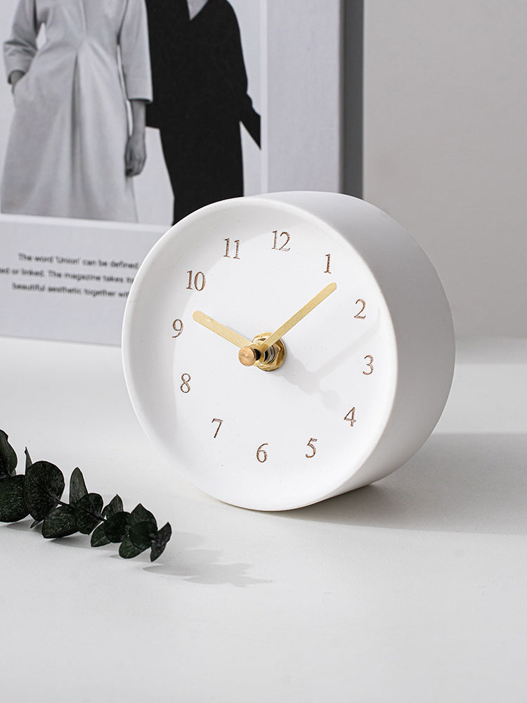 Minimalist Artistic Cement Desktop Clock: Office Decor Accent – MoreAngle