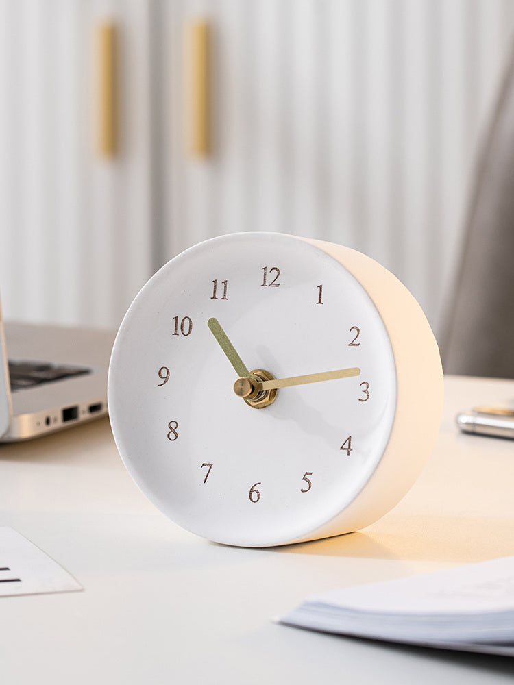 Minimalist Artistic Cement Desktop Clock: Office Decor Accent – MoreAngle