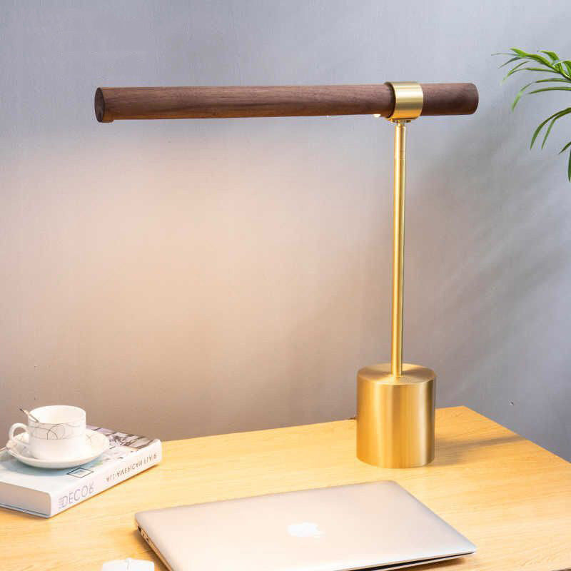 Minimalist Faux Wood Metal LED Desk Lamp,Office Study Light – MoreAngle