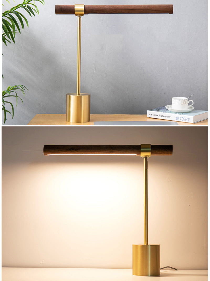 Minimalist Faux Wood Metal LED Desk Lamp,Office Study Light – MoreAngle