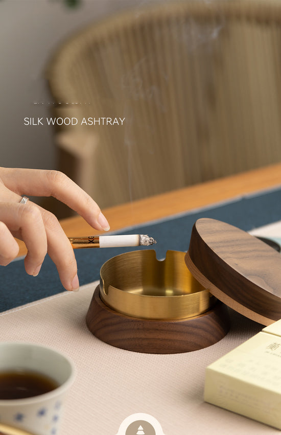 Minimalist Wooden Ashtray with Metal Liner – More Angle