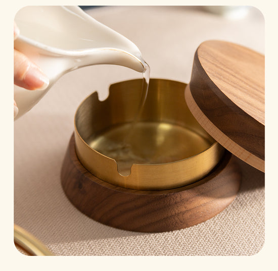 Minimalist Wooden Ashtray with Metal Liner – More Angle