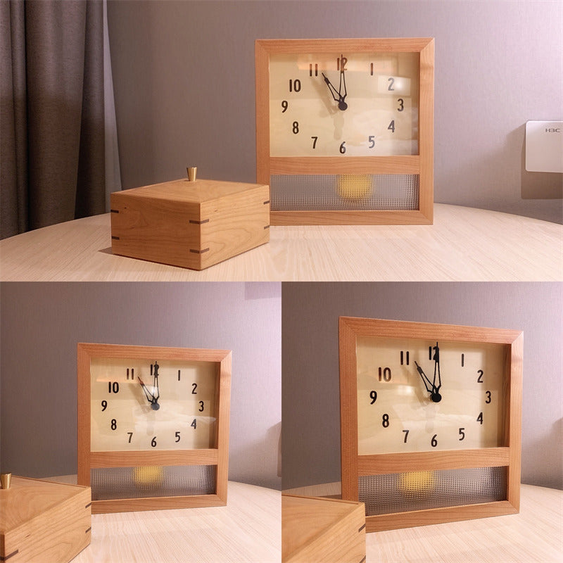 Minimalist Wooden Desk Clock with Large Letters and Numbers – More Angle