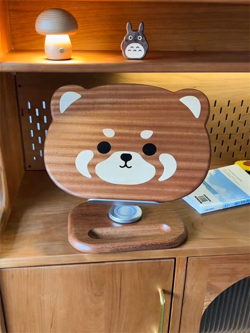 Panda Wooden Ipad Stand: Foldable Rotatable Tablet Holder Reading Rack ...