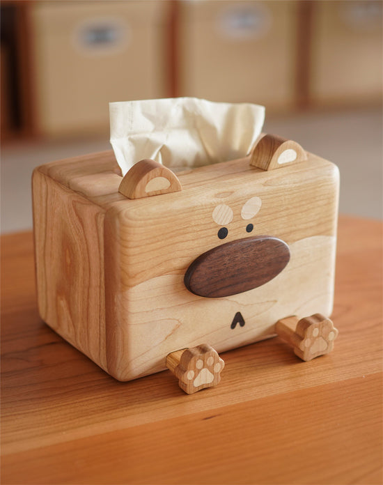 Cherry Wood Dog-Shaped Decorative Tissue Box: Stylish Home Accent ...
