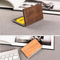 Portable wooden business card box, office business gift – More Angle