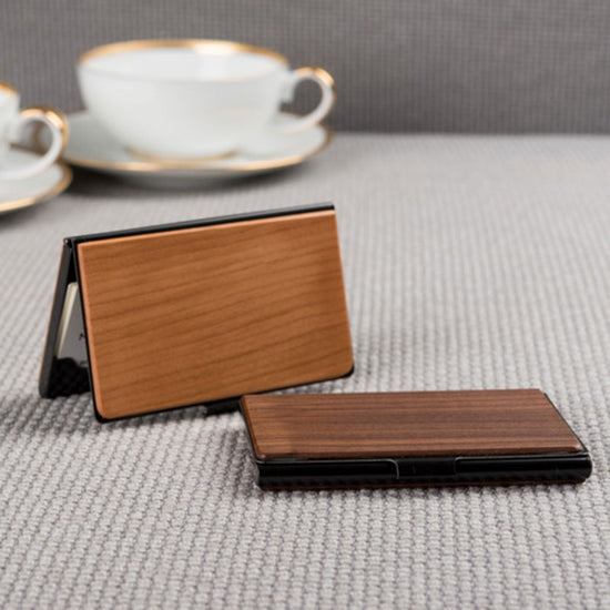 Portable wooden business card box, office business gift – More Angle