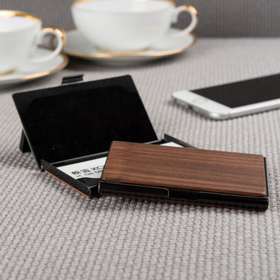Portable wooden business card box, office business gift – More Angle