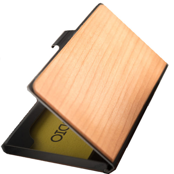 Portable wooden business card box, office business gift – More Angle