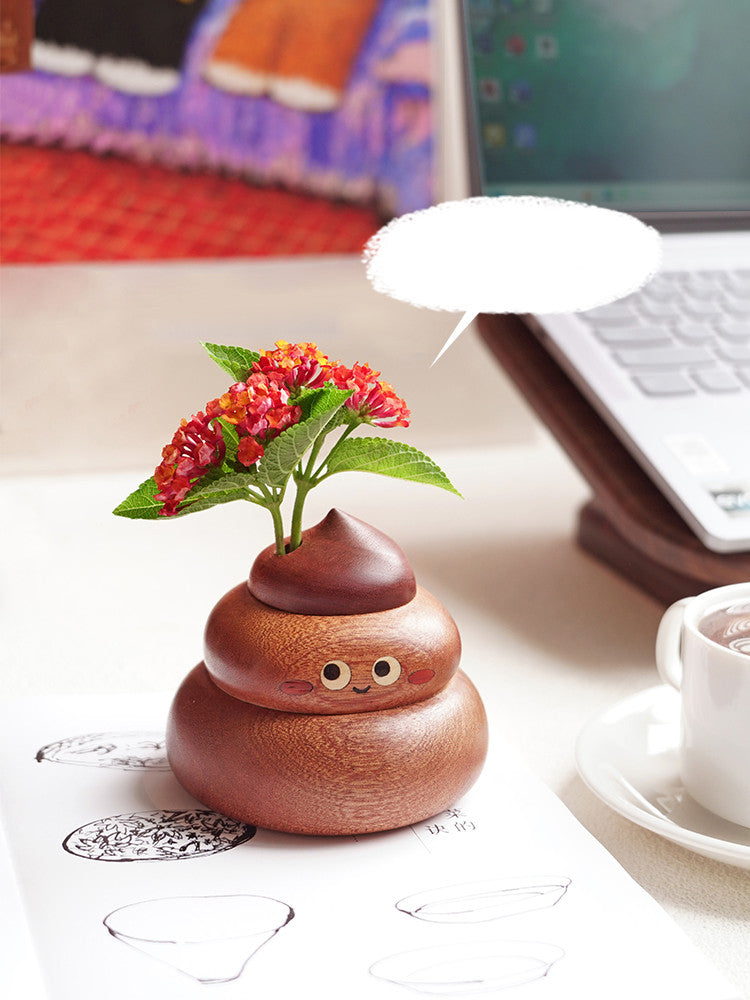 Quirky Wooden Poop Shaped Mini Vase: Fun and Unique Decor Accent – More ...