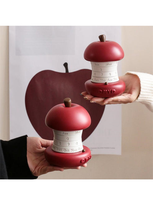 Red apple manual rotating perpetual calendar, beautiful home office de ...