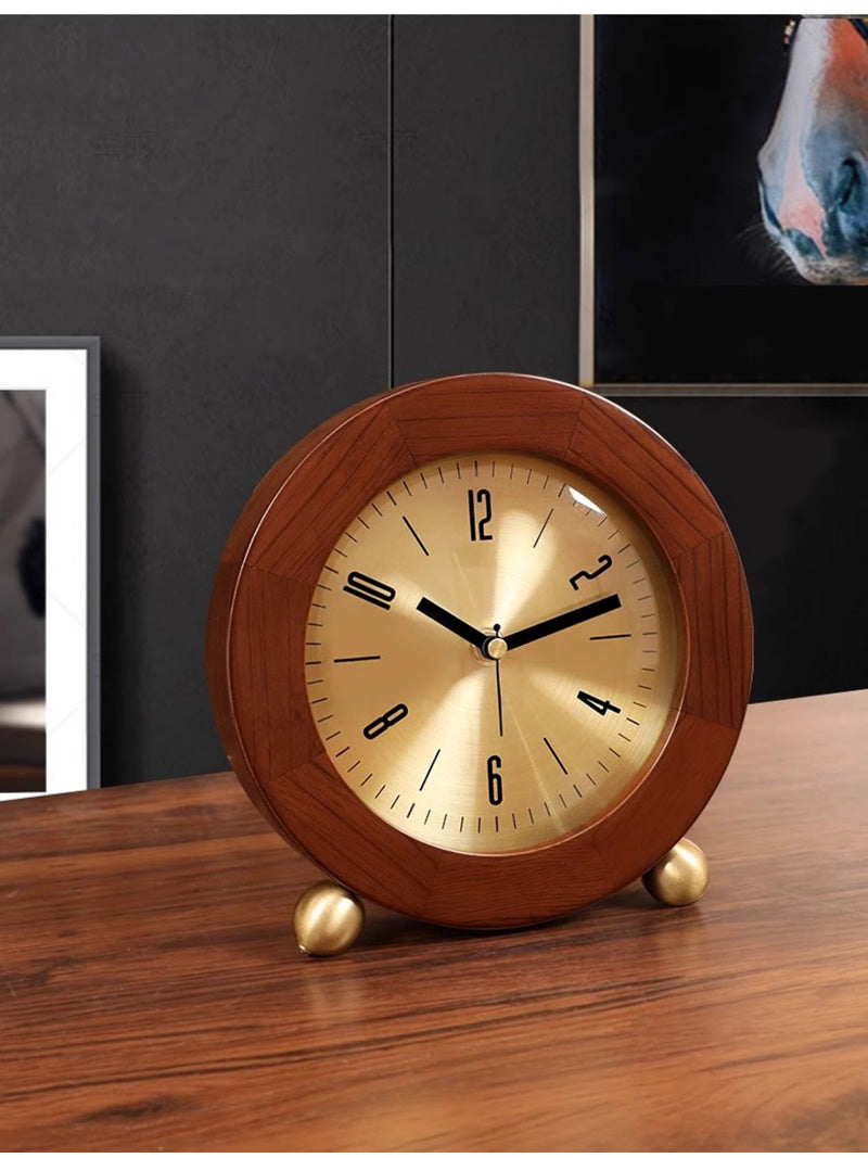 Retro wooden desktop silent desk clock, office bedroom decoration ...