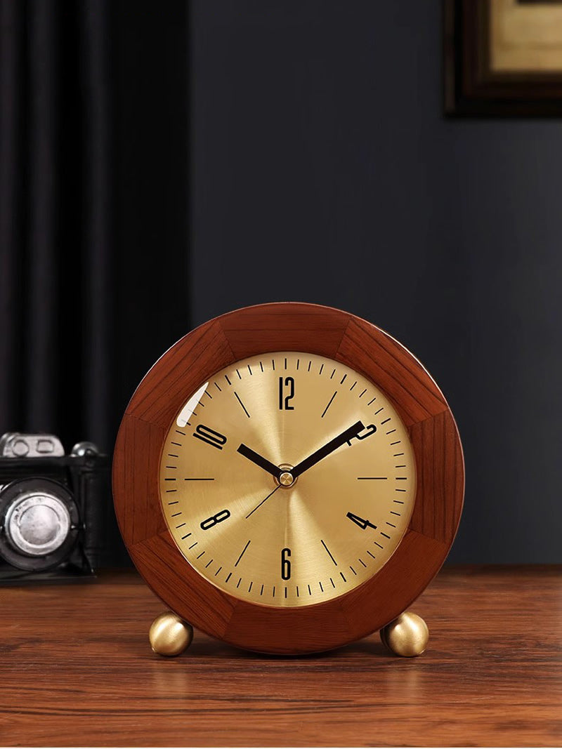 Retro wooden desktop silent desk clock, office bedroom decoration ...