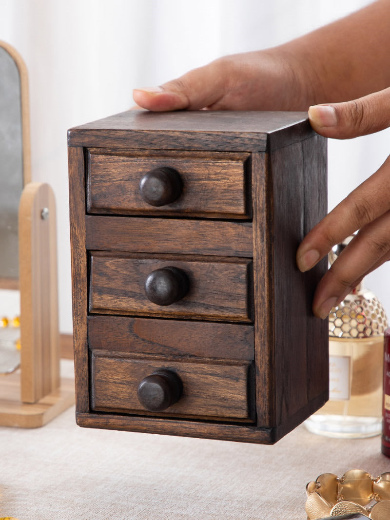 Retro Wooden Drawer Desktop Organizing Storage Box, Jewelry Box – MoreAngle