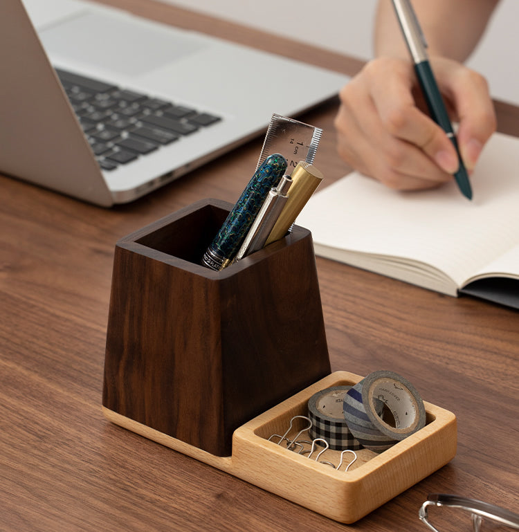 Simple Wooden Pen Holder For Office Organization And Storage – More Angle