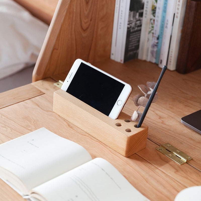 Simplicity Wooden Pen Holder With Mobile Phone Holder – More Angle