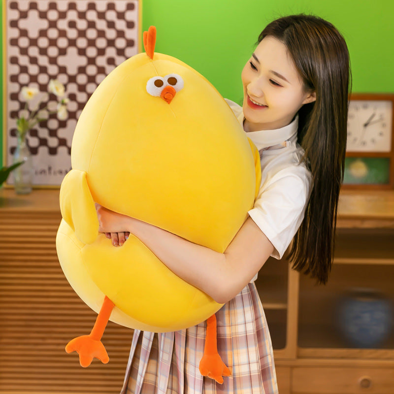 Soft Yellow Chicken Plush Pillow: Cozy Cute Home Accent – More Angle