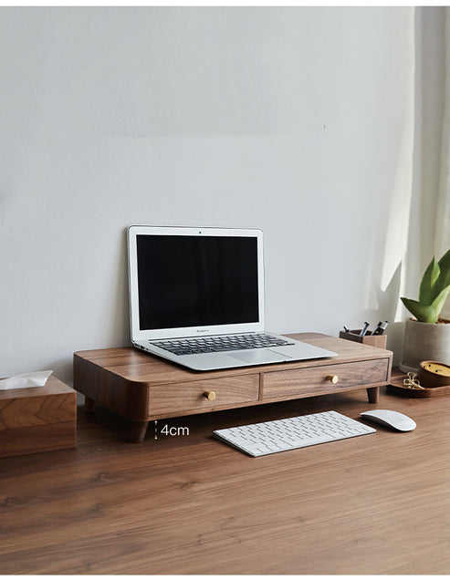 Solid wood black walnut desktop computer stand, desktop storage cabine ...