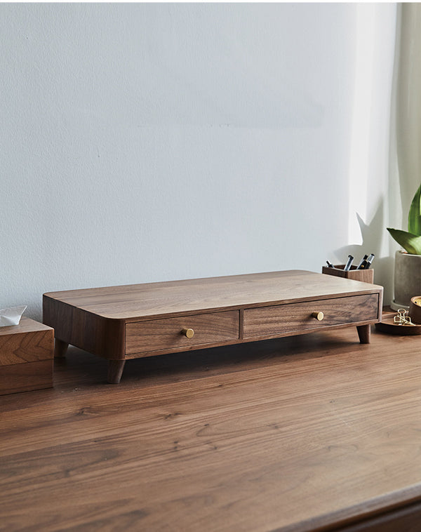 Solid wood black walnut desktop computer stand, desktop storage cabine ...