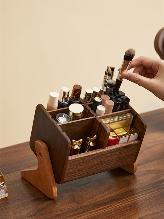 Solid Wood Desktop Organizer - Multi-Layer Storage Box for Jewelry, Co ...
