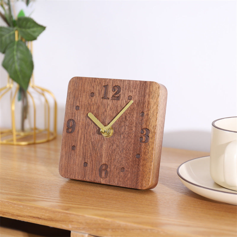 Square Wooden Small Desk Clock With Large Numbers - Office Desktop Dec ...
