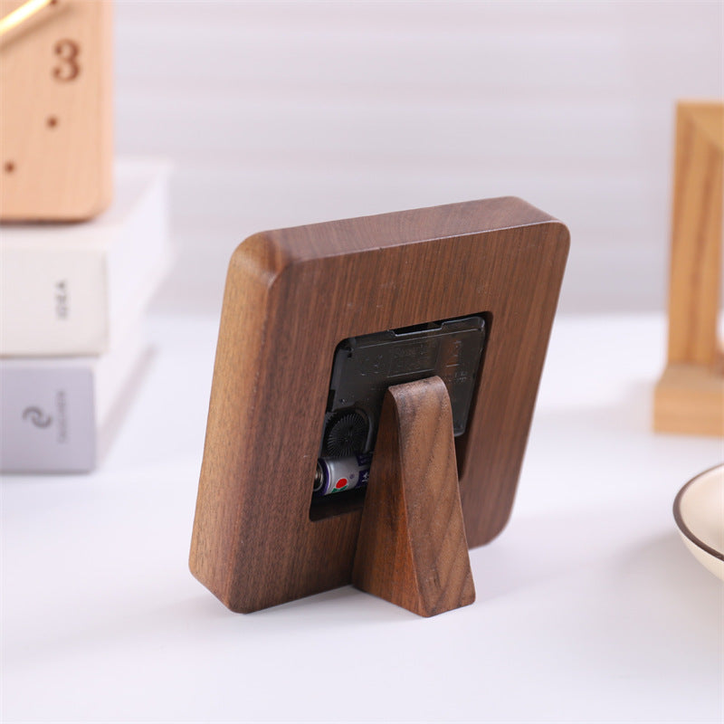 Square Wooden Small Desk Clock With Large Numbers - Office Desktop Dec ...