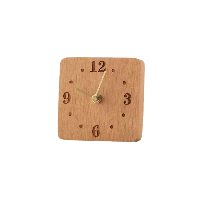 Square Wooden Small Desk Clock With Large Numbers - Office Desktop Dec ...