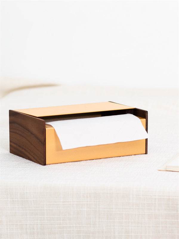 Stainless Steel Wood Tissue Box - Simple Modern Art – More Angle