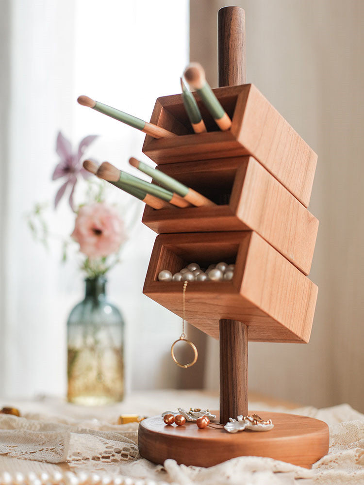 Three-Tier Wooden Pen Stand: Versatile and Stylish Desk Organizer ...