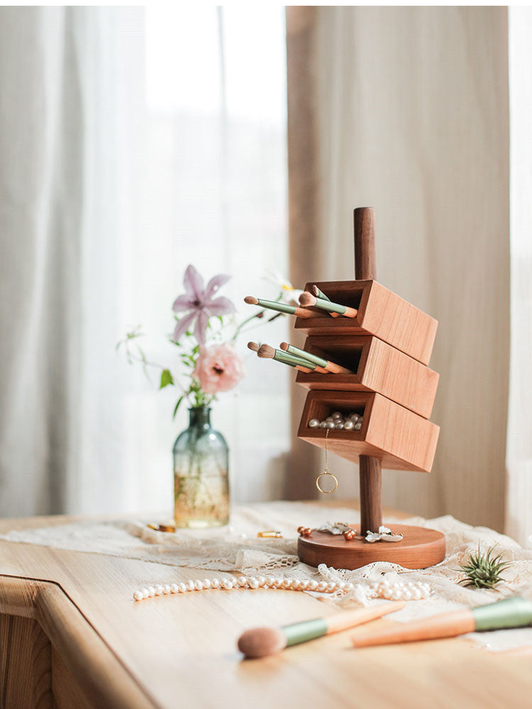 Three-Tier Wooden Pen Stand: Versatile and Stylish Desk Organizer ...