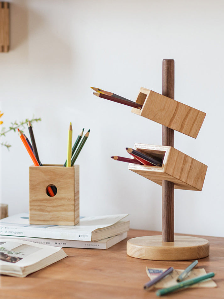 Three-Tier Wooden Pen Stand: Versatile and Stylish Desk Organizer ...