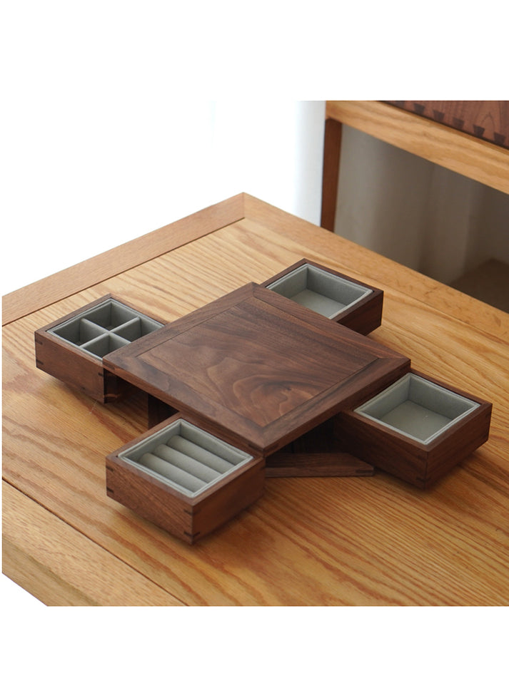 Unique rotating wooden hidden mechanism storage box, jewelry box,black ...