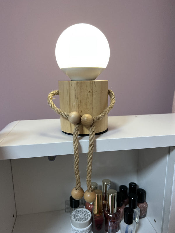 Whimsical Wooden Man Lamp: Rechargeable Night Light – MoreAngle